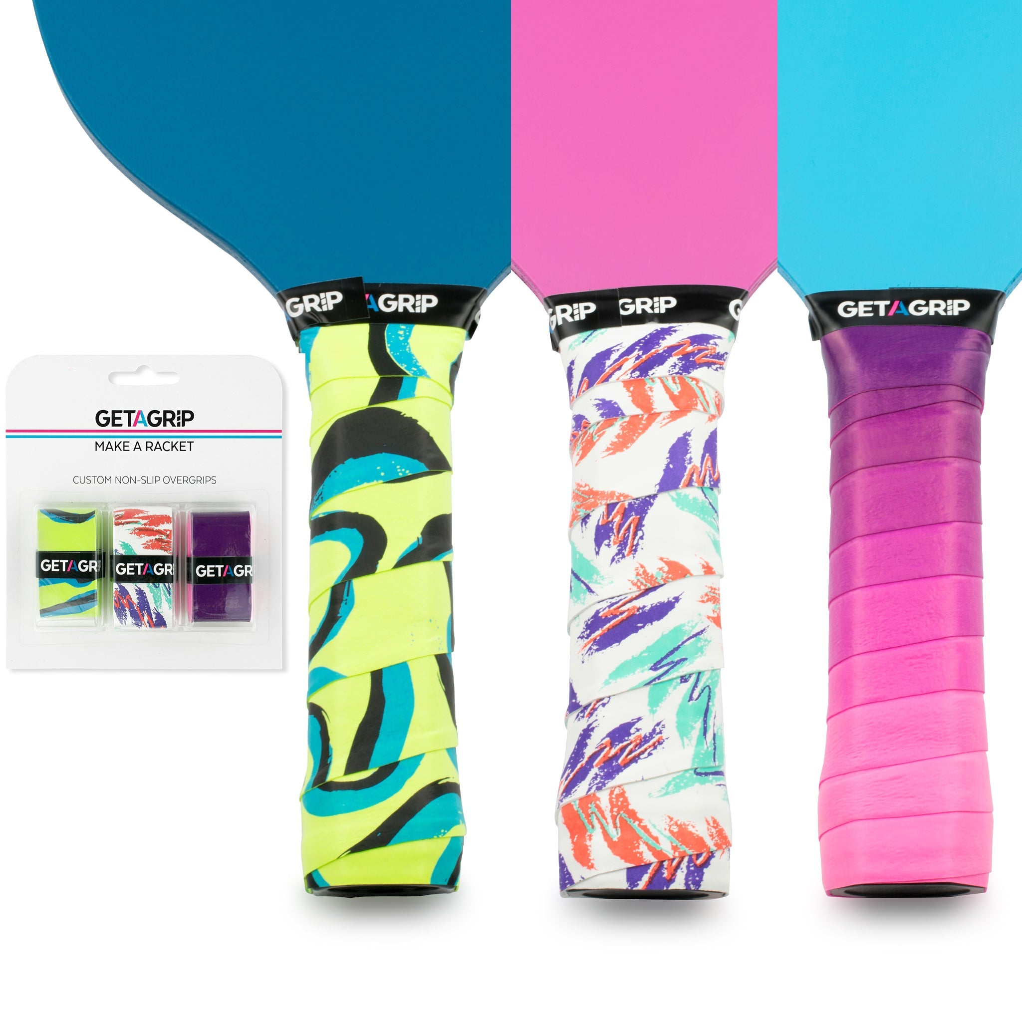 Pickleball Overgrip 3-Pack - Tacky Absorbent - Bold Design - Get A Grip ...